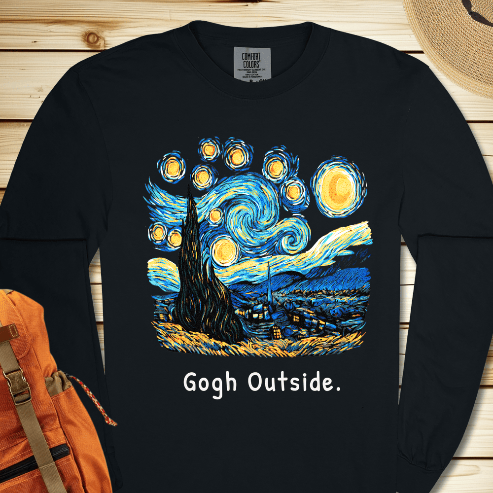 Gogh Outside Starry Night Long Sleeve Tshirt – Ramblin Road